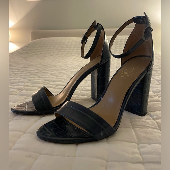 Sam Edelman | Shoes | Sam Edelman Yaro Blue Snakeskin Block Heeled ...